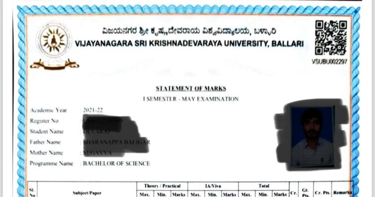 entry beyond maximum marks in bellary university marks list