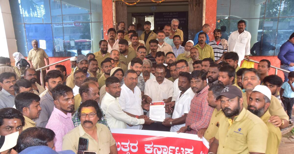 massive protest by auto drivers in hubli