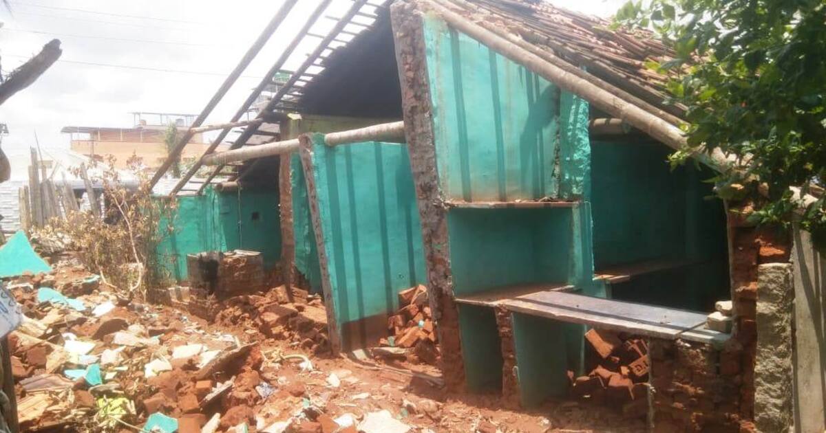 continuous rain in birur: houses submerged